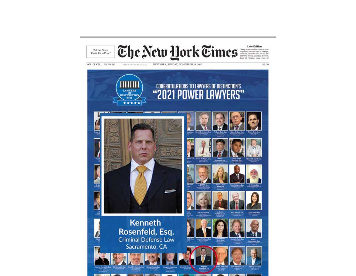 California Criminal Attorney Rosenfeld is 2021 Lawyer of Distinction